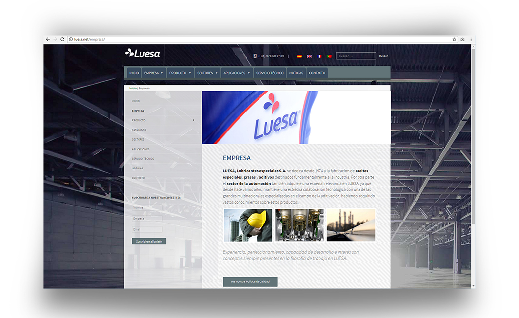 Proyecto Sitio web Lubrificantes Especiales S.A. | Sumun Agencia de Diseño